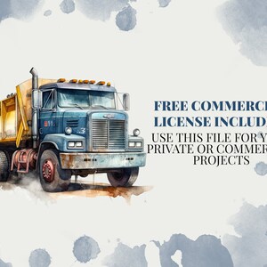 Dump Truck Watercolor PNG Commercial Use Clip Art, Construction Truck ...