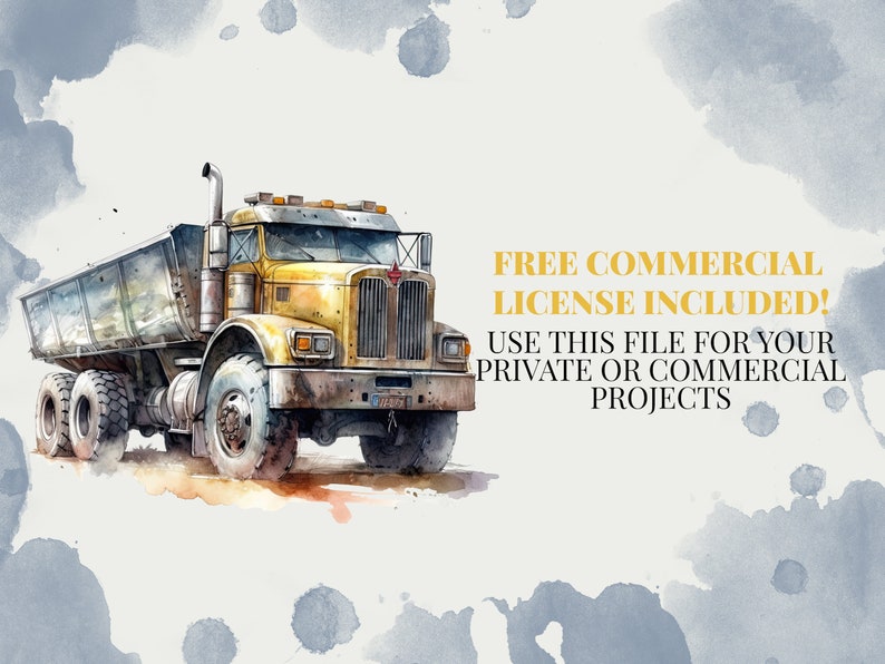 Dump Truck Watercolor PNG Commercial Use Clip Art, Construction Truck ...