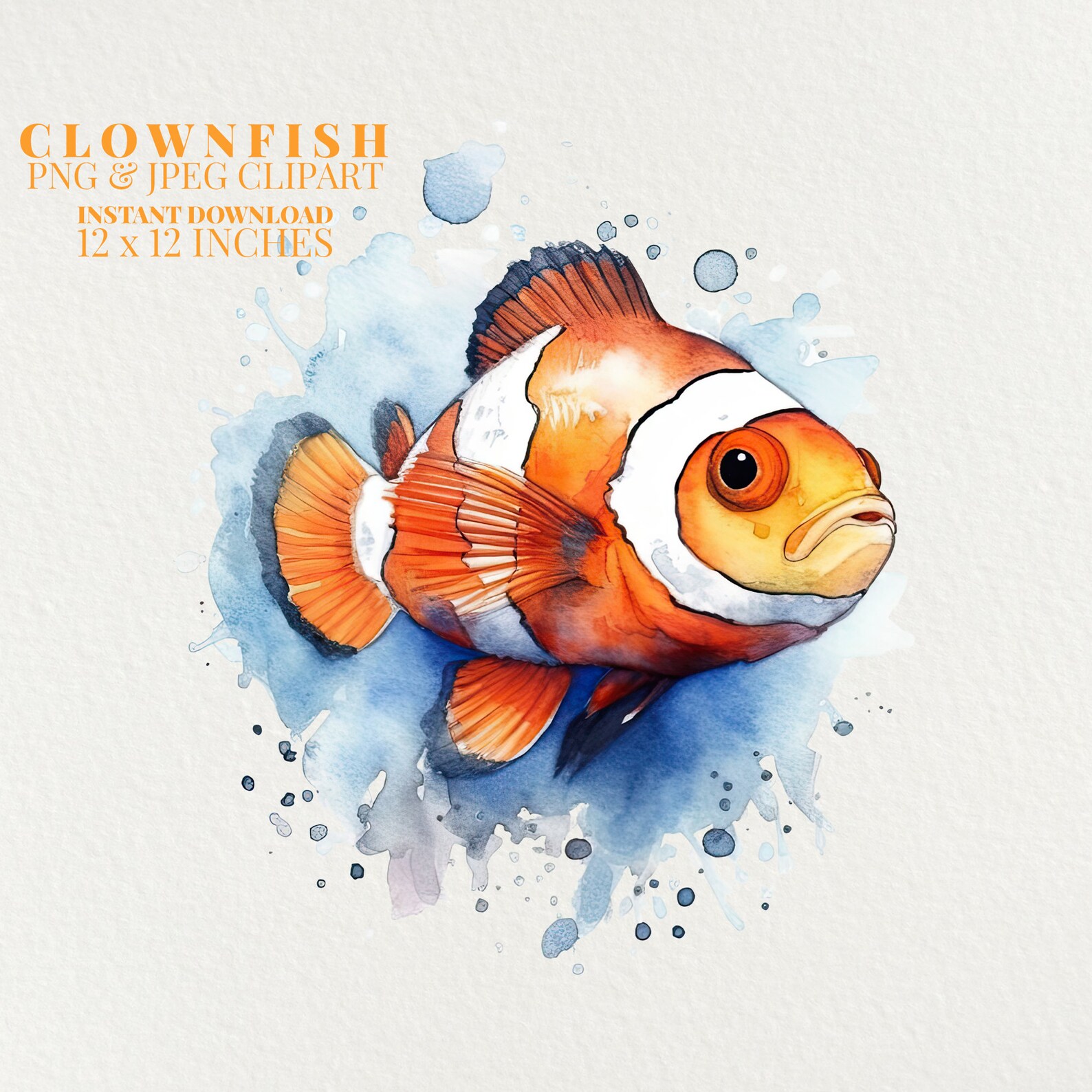 Clownfish Watercolor PNG Commercial Use Clip Art, Sea Art Clipart PNG ...