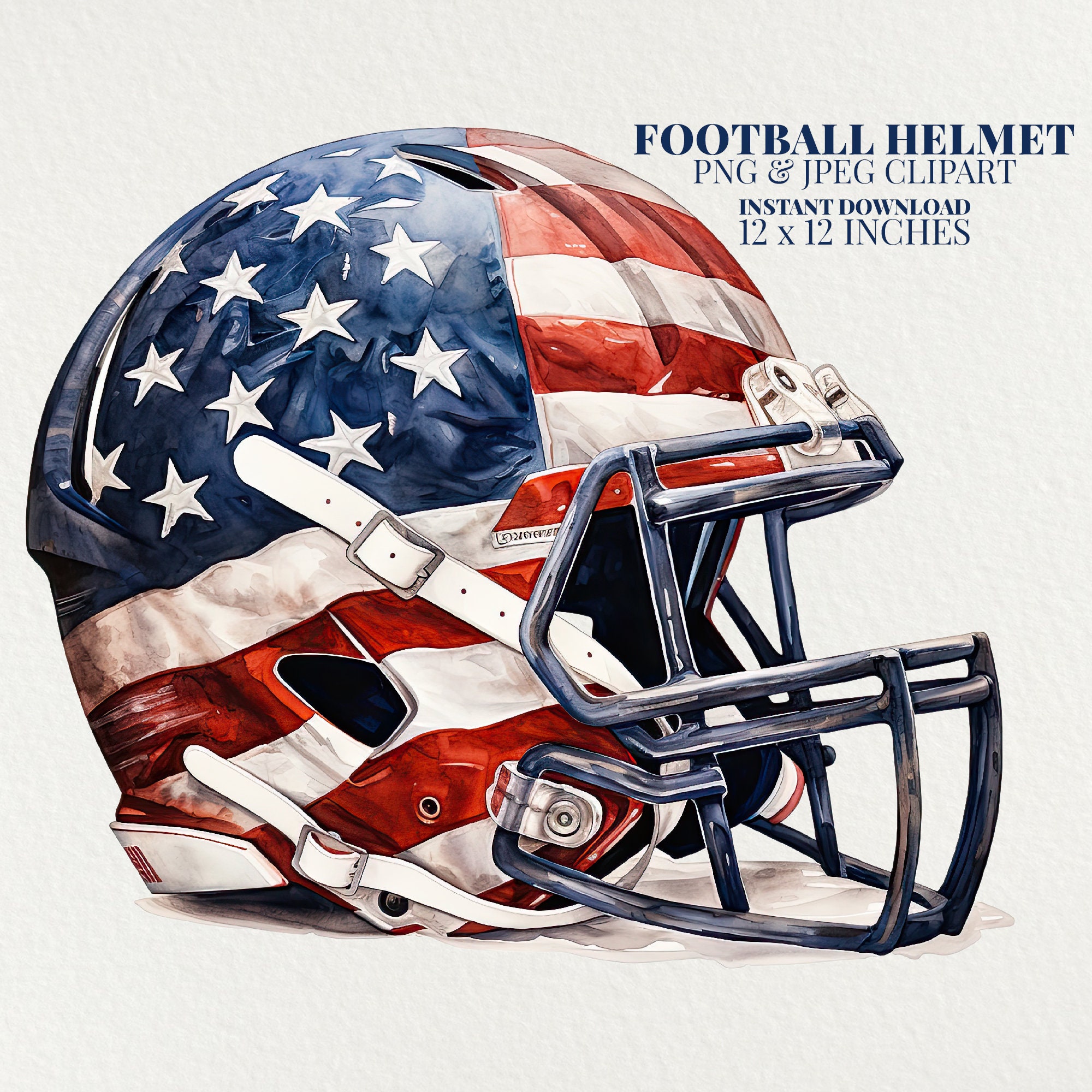 American Flag Football Helmet Watercolor PNG Commercial Use - Etsy