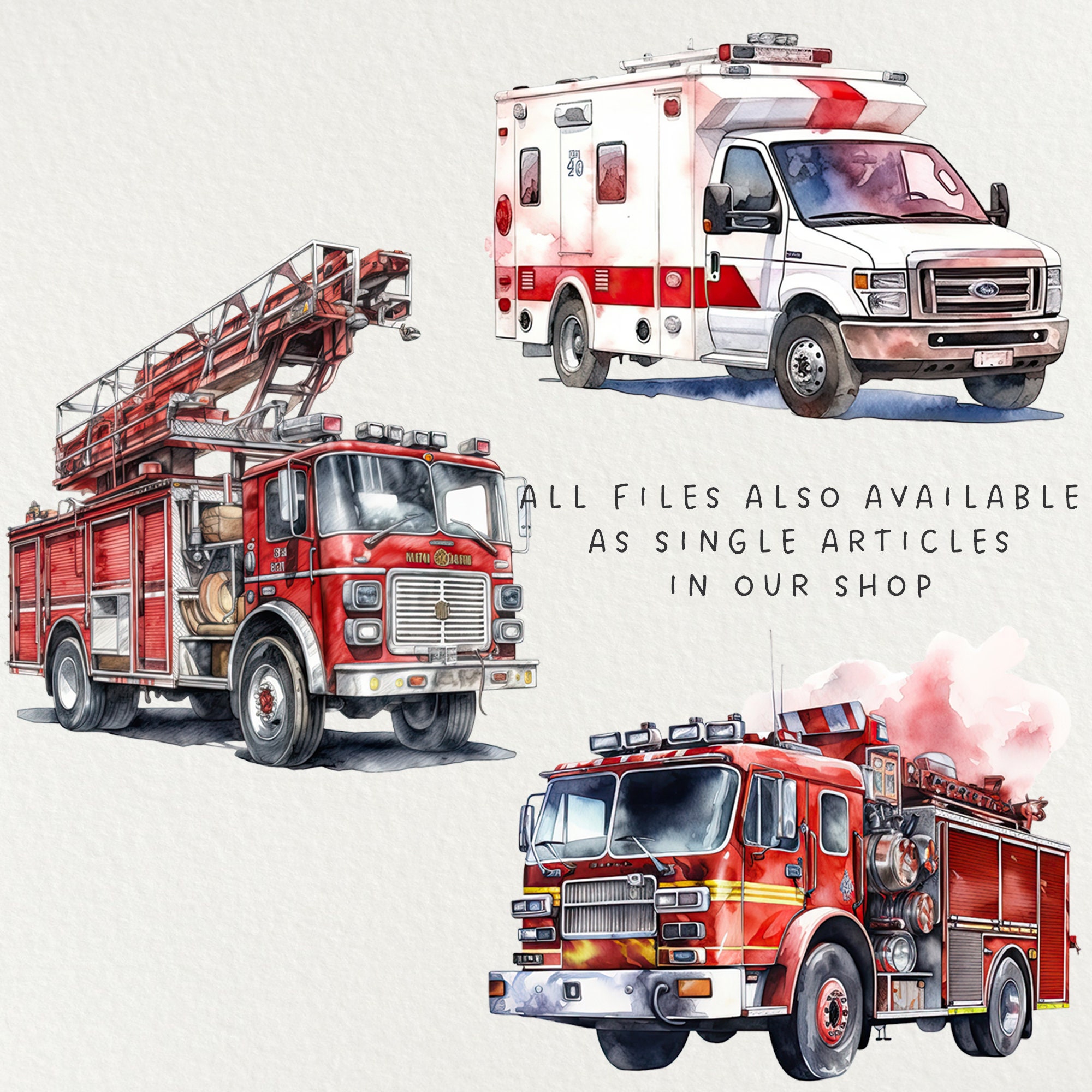 Utility Vehicles Bundle Watercolor PNG Commercial Use Clip - Etsy