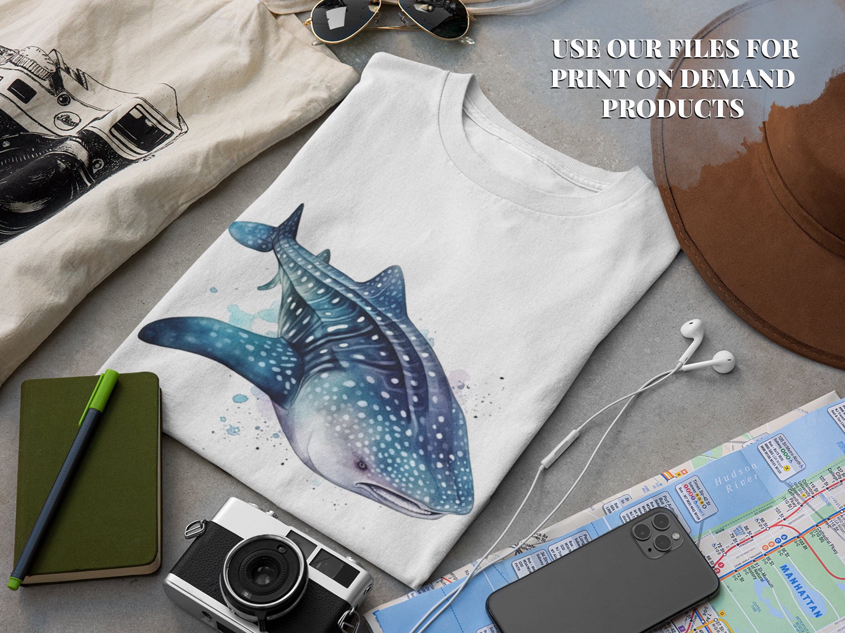 Whale Shark Watercolor PNG Commercial Use Clip Art, Sea Art Clipart PNG ...