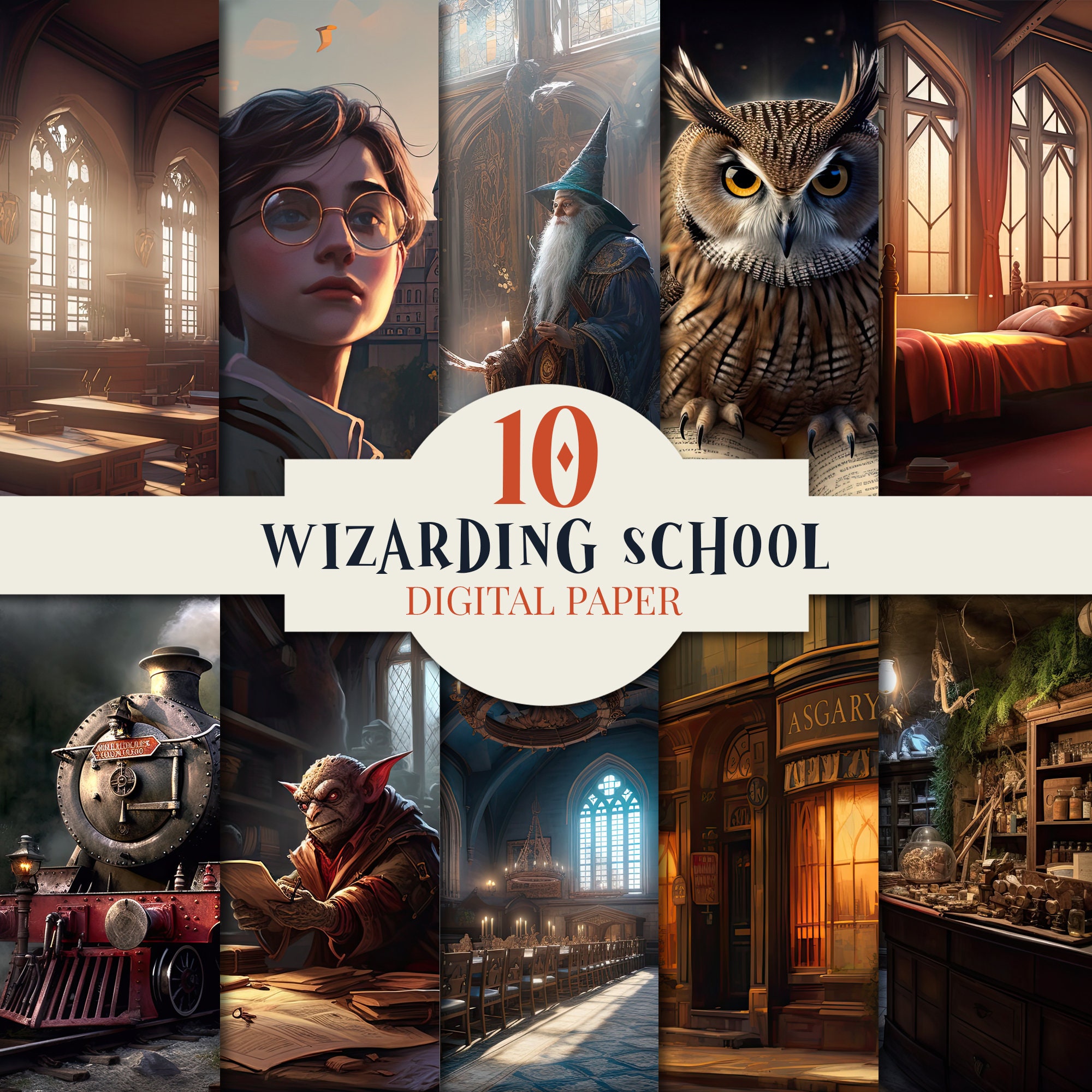 Wizarding School Digital Paper Commercial Use Wizard Academy - Etsy