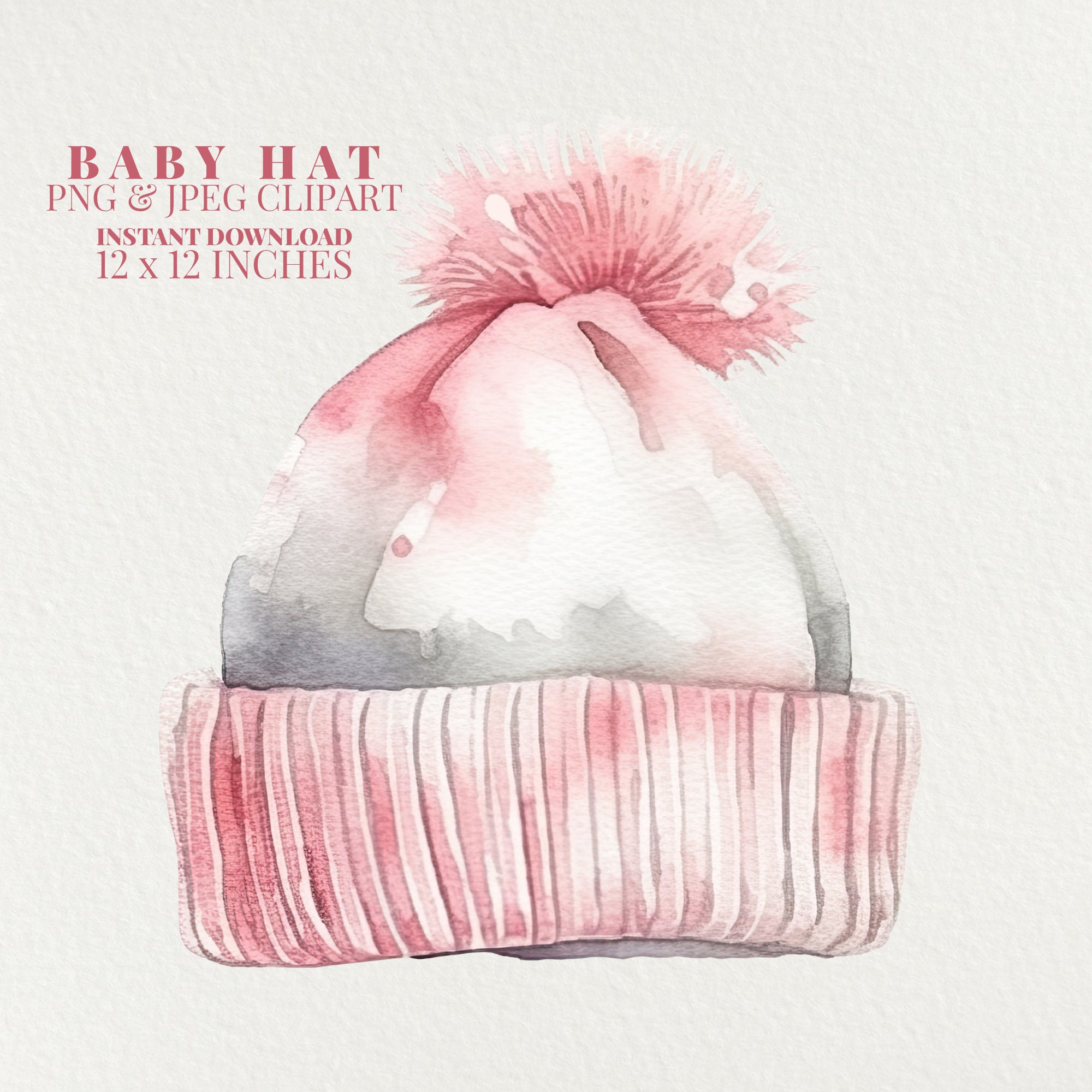 Pink Baby Hat Watercolor PNG Commercial Use Clip Art, Baby Shower PNG ...