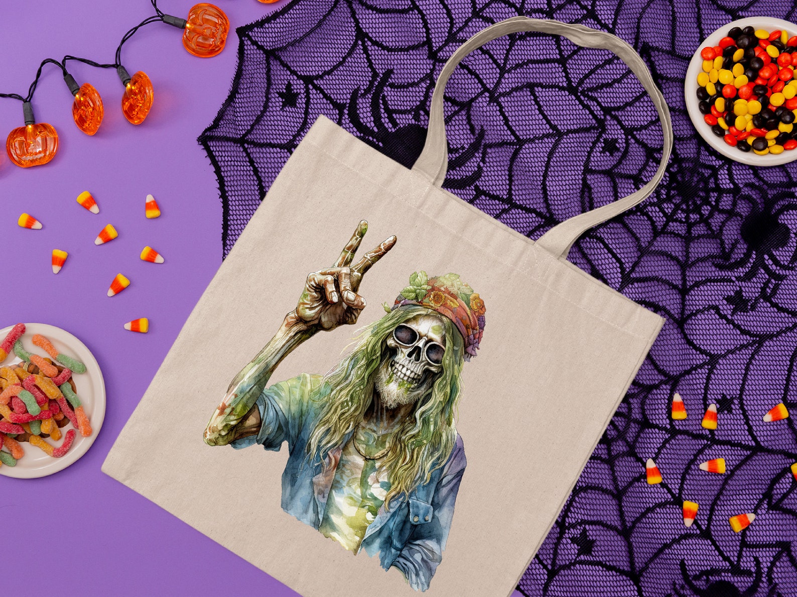 Hippie Zombie Watercolor PNG Commercial Use Clip Art Fall - Etsy