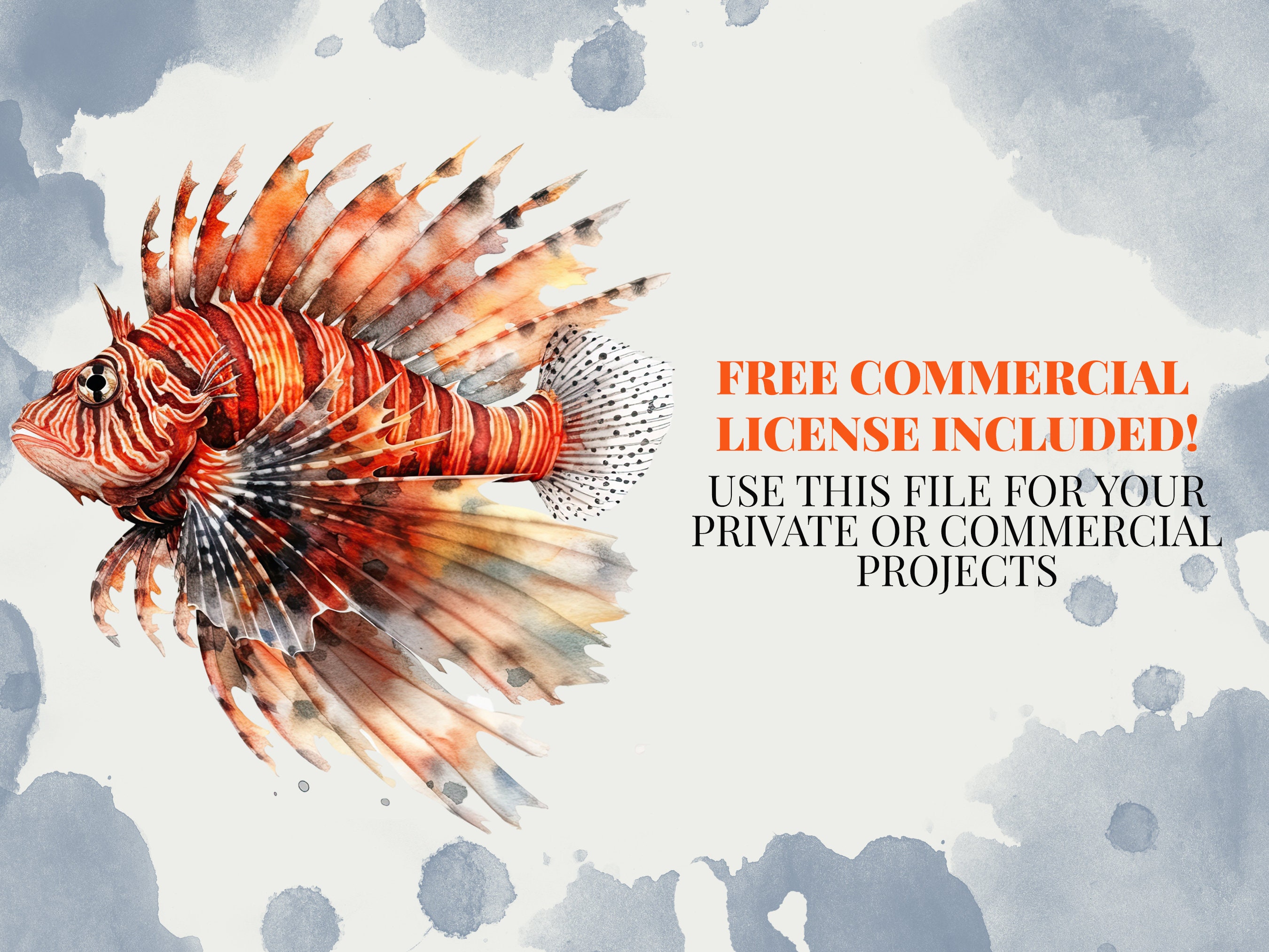 Lionfish Watercolor PNG Commercial Use Clip Art, Sea Art Clipart PNG ...