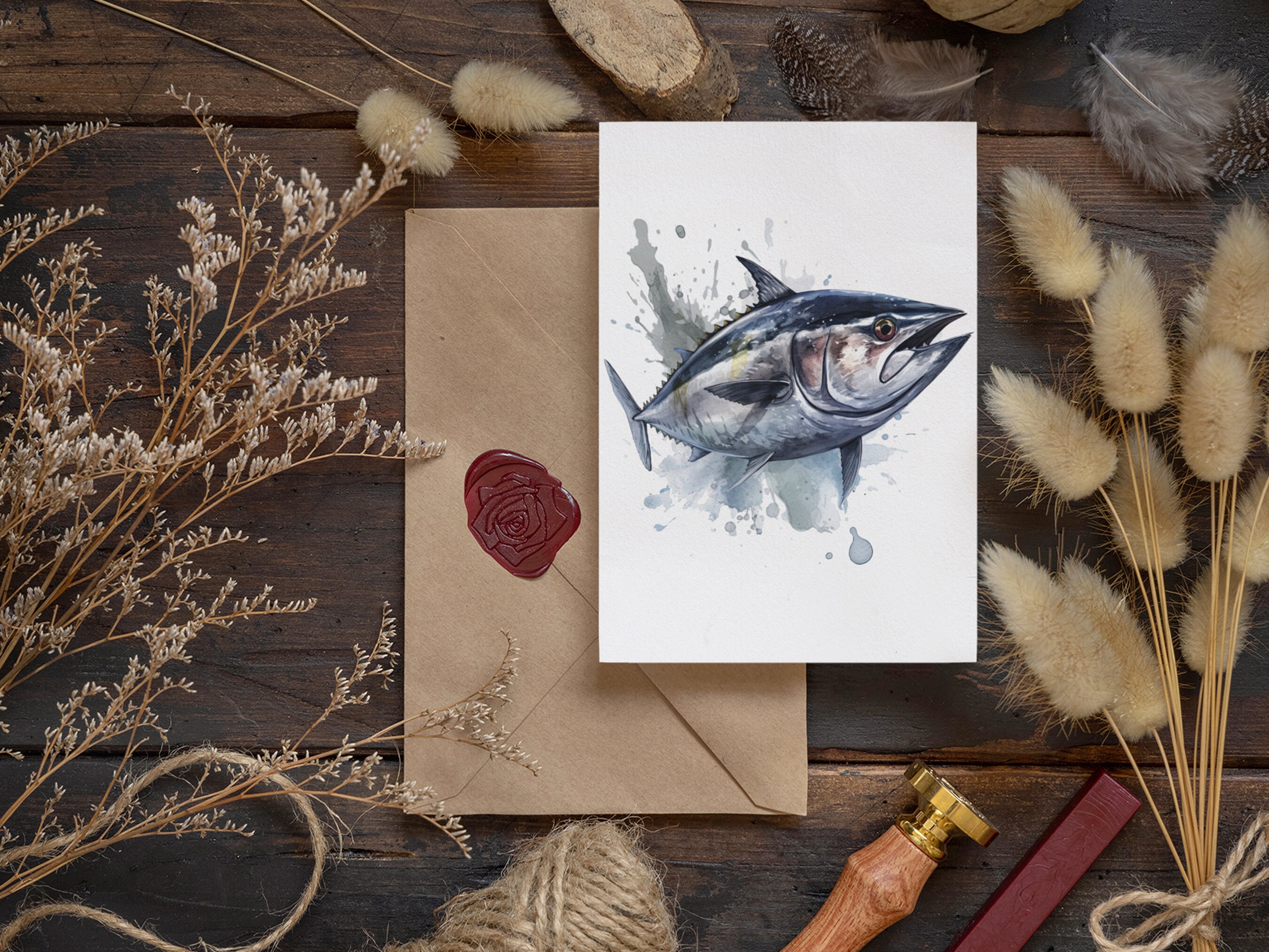 Tuna Watercolor PNG Commercial Use Clip Art, Ocean Clipart PNG, Digital ...