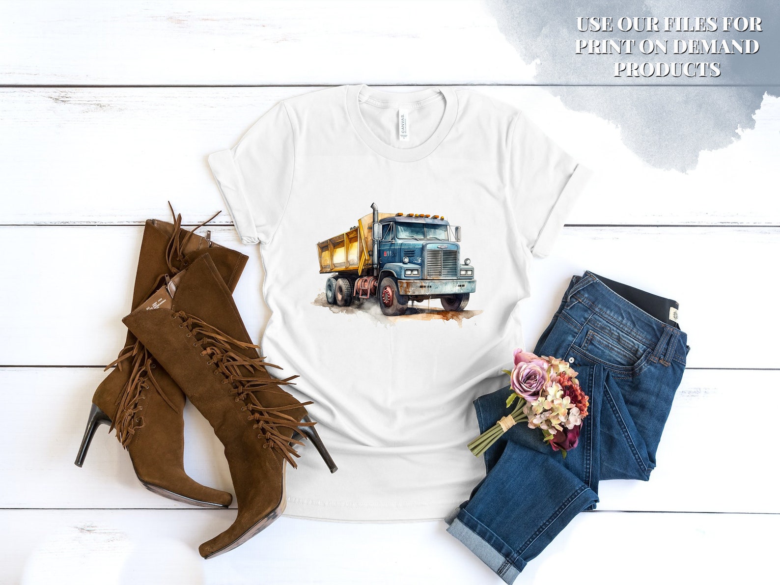 Dump Truck Watercolor PNG Commercial Use Clip Art, Construction Truck ...