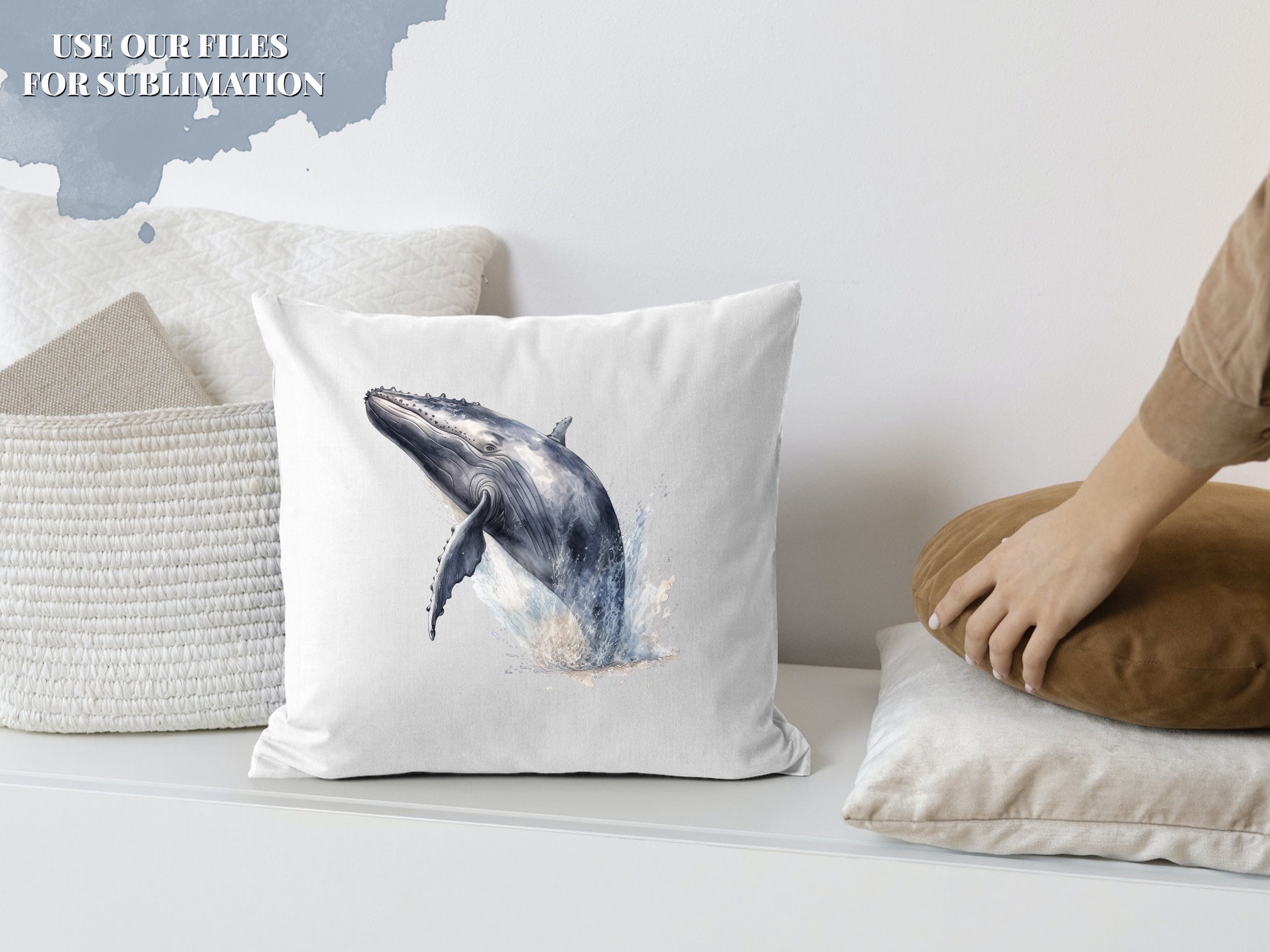 Humpback Whale Watercolor PNG Commercial Use Clip Art, Sea Art Clipart ...