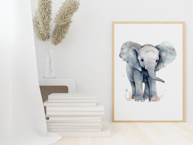 Baby Elephant Watercolor PNG Commercial Use Clip Art, Elephant Clipart ...
