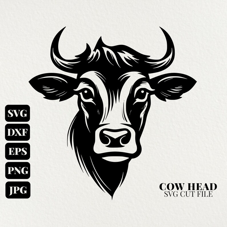Cow Head SVG Commercial Use Clip Art Cow Svg Clipart PNG - Etsy