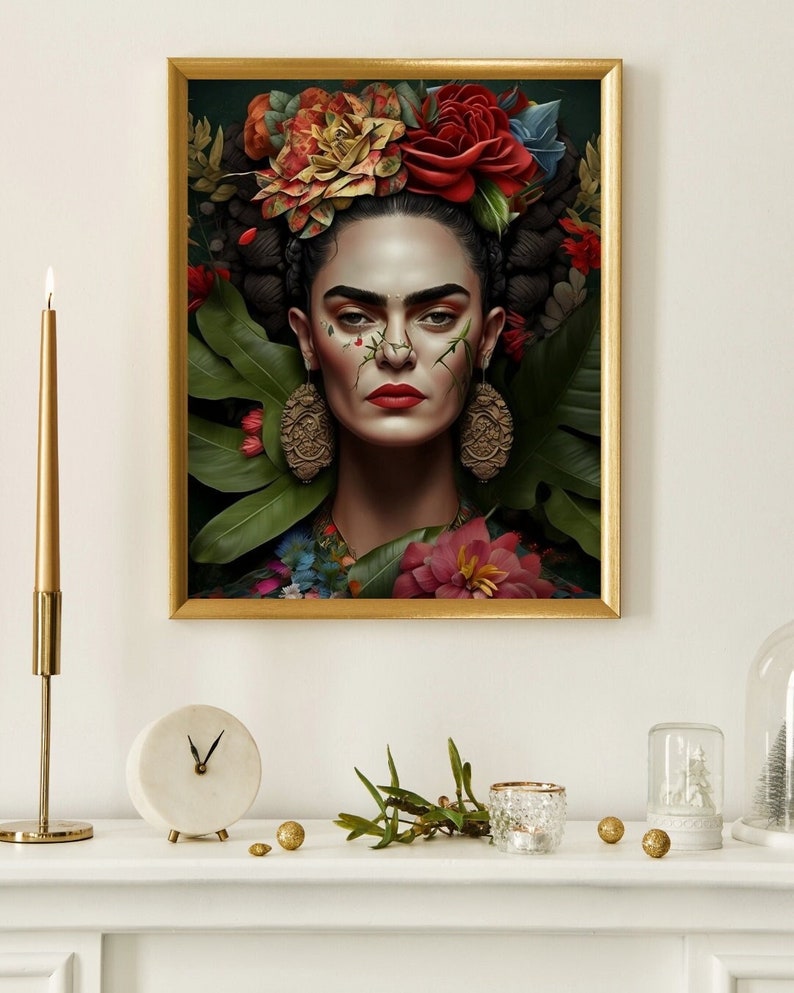 Frida Kahlo Portrait Print, Frida Kahlo Self Portrait, Feminist Wall ...