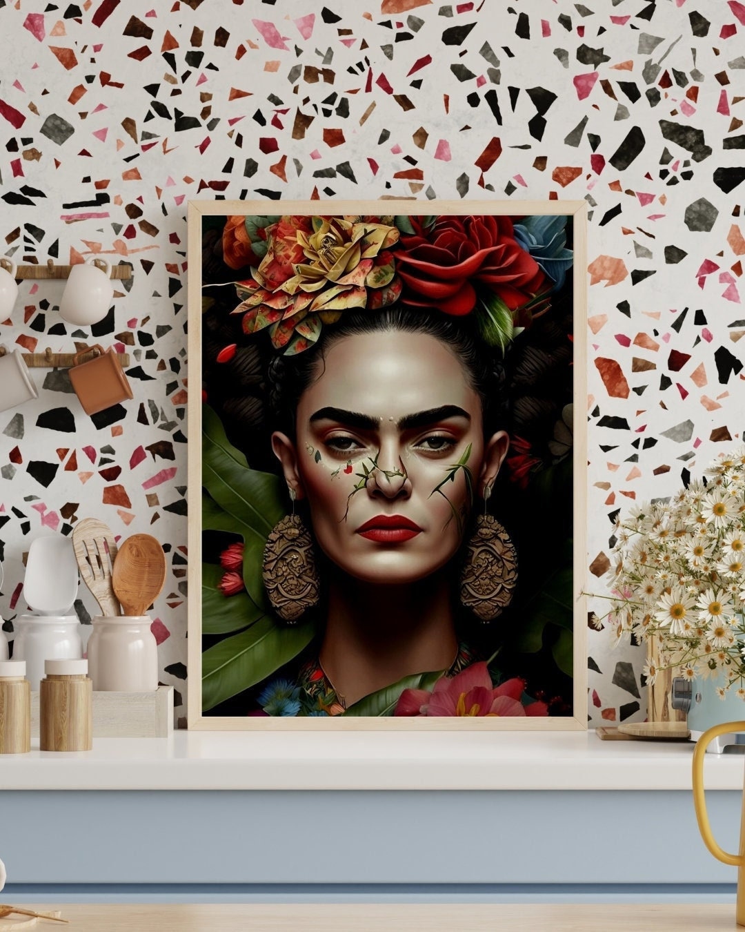 Frida Kahlo Portrait Print, Frida Kahlo Self Portrait, Feminist Wall ...
