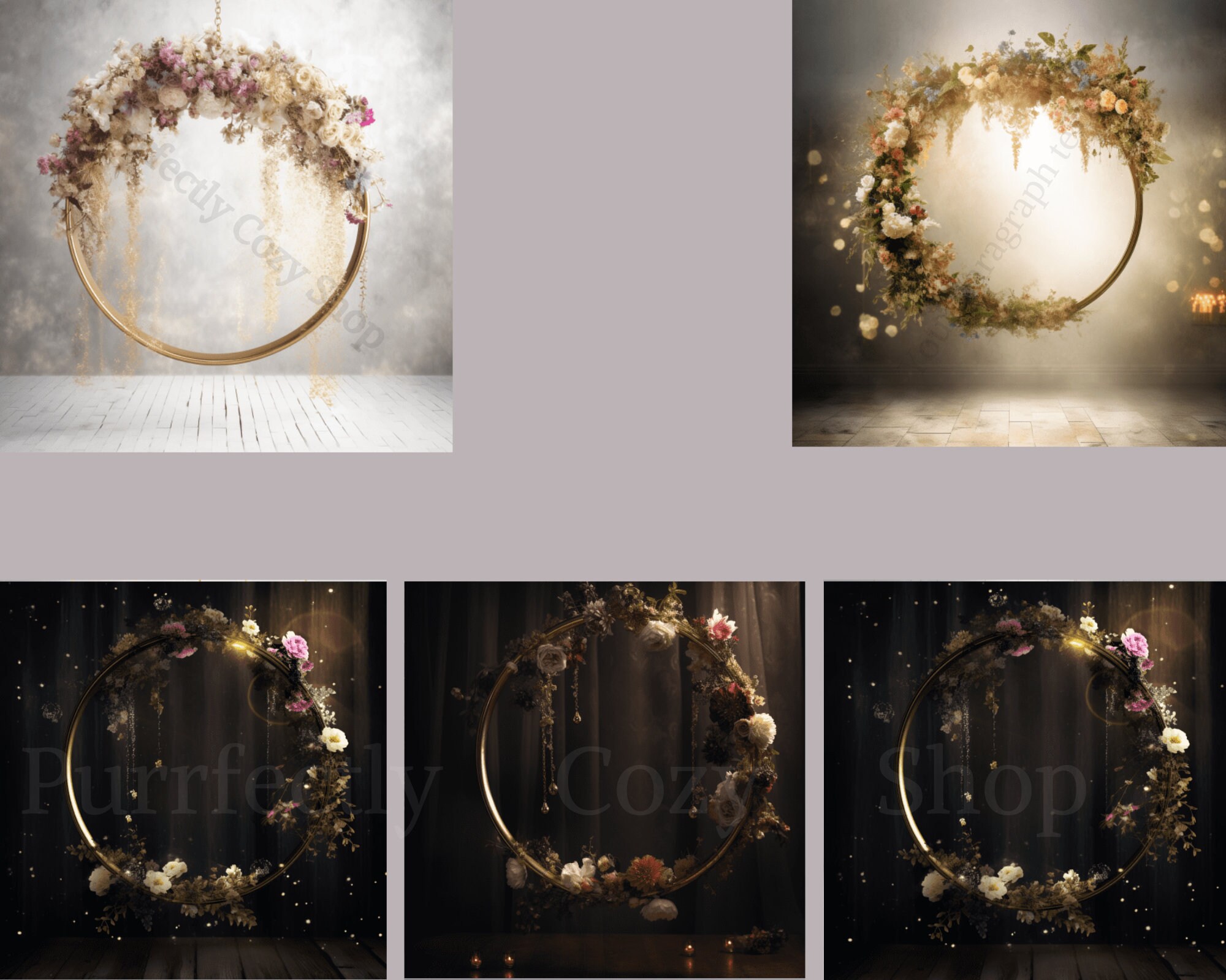 Hanging Flower Ring Digital Backgrounds , Pregnancy Floral Halo ...