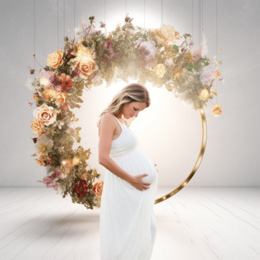 Hanging Flower Ring Digital Backgrounds , Pregnancy Floral Halo ...