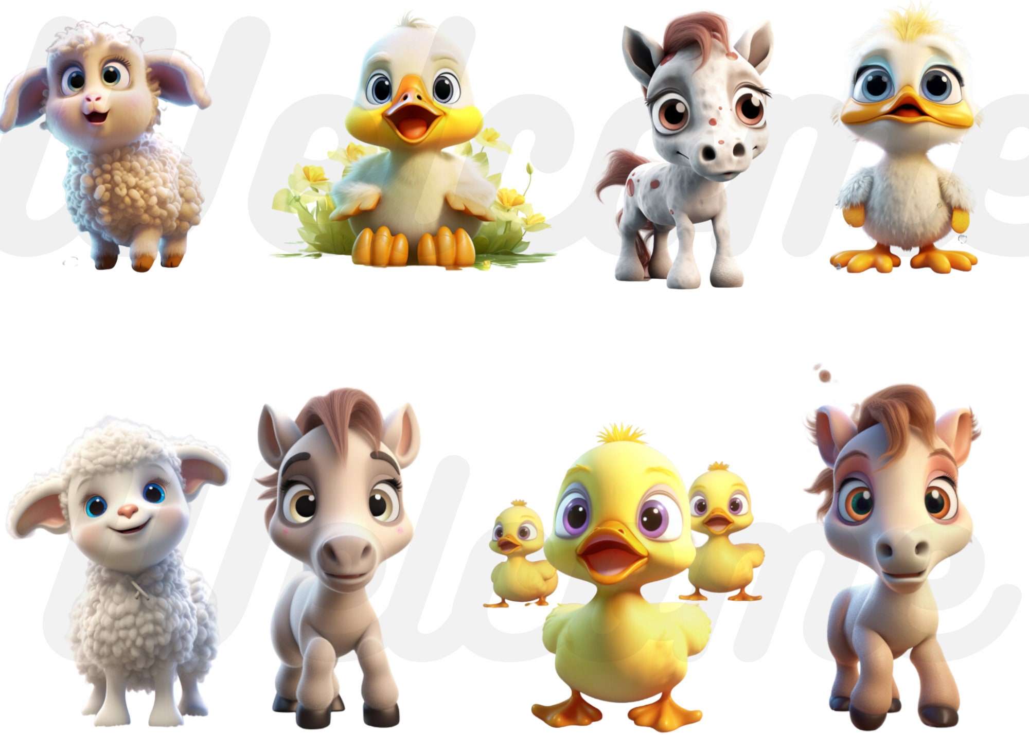 Baby Barn Animals Clipart, Farm Animals PNG, Baby Barn Animals , Bundle ...