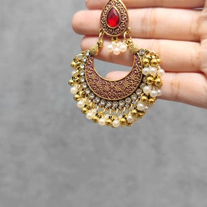 Antique Ethnic Stud Earrings for Women Handmade Carved Dangle Earrings ...