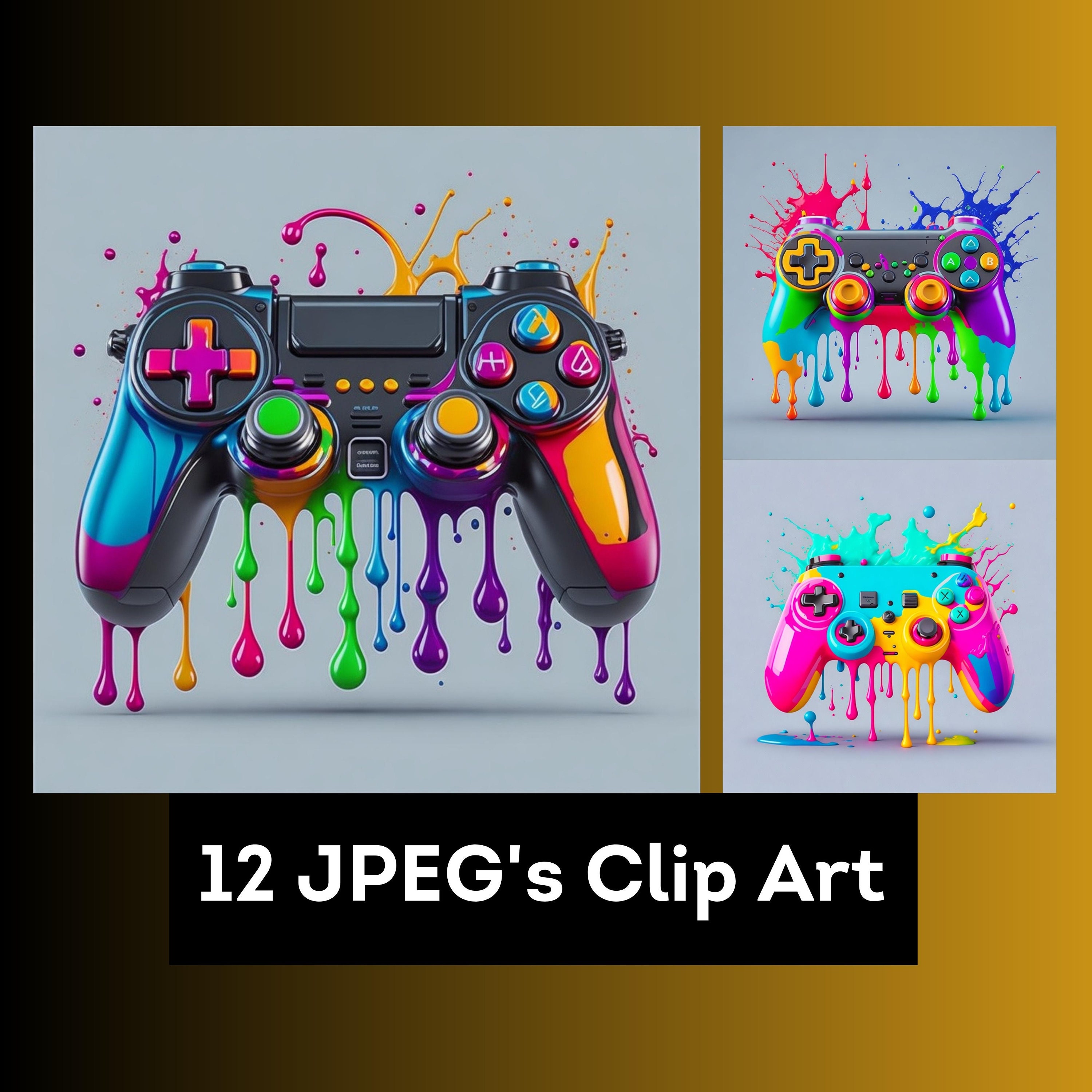 Game Controller Clipart 12 High Quality Jpgs Digital Downloads Card ...