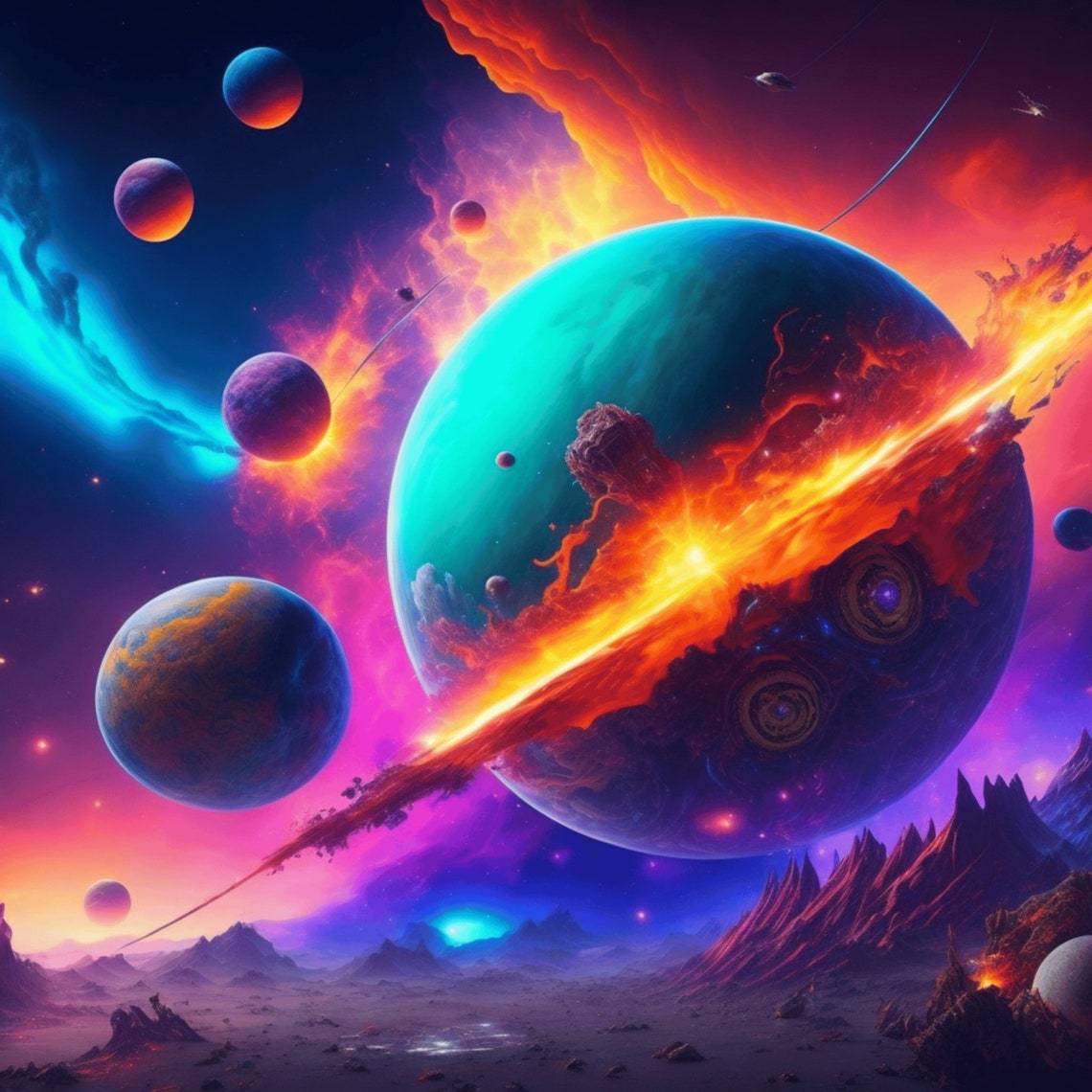 Beautiful Planets Clipart 12 High Quality Jpgs Digital Downloads Card ...