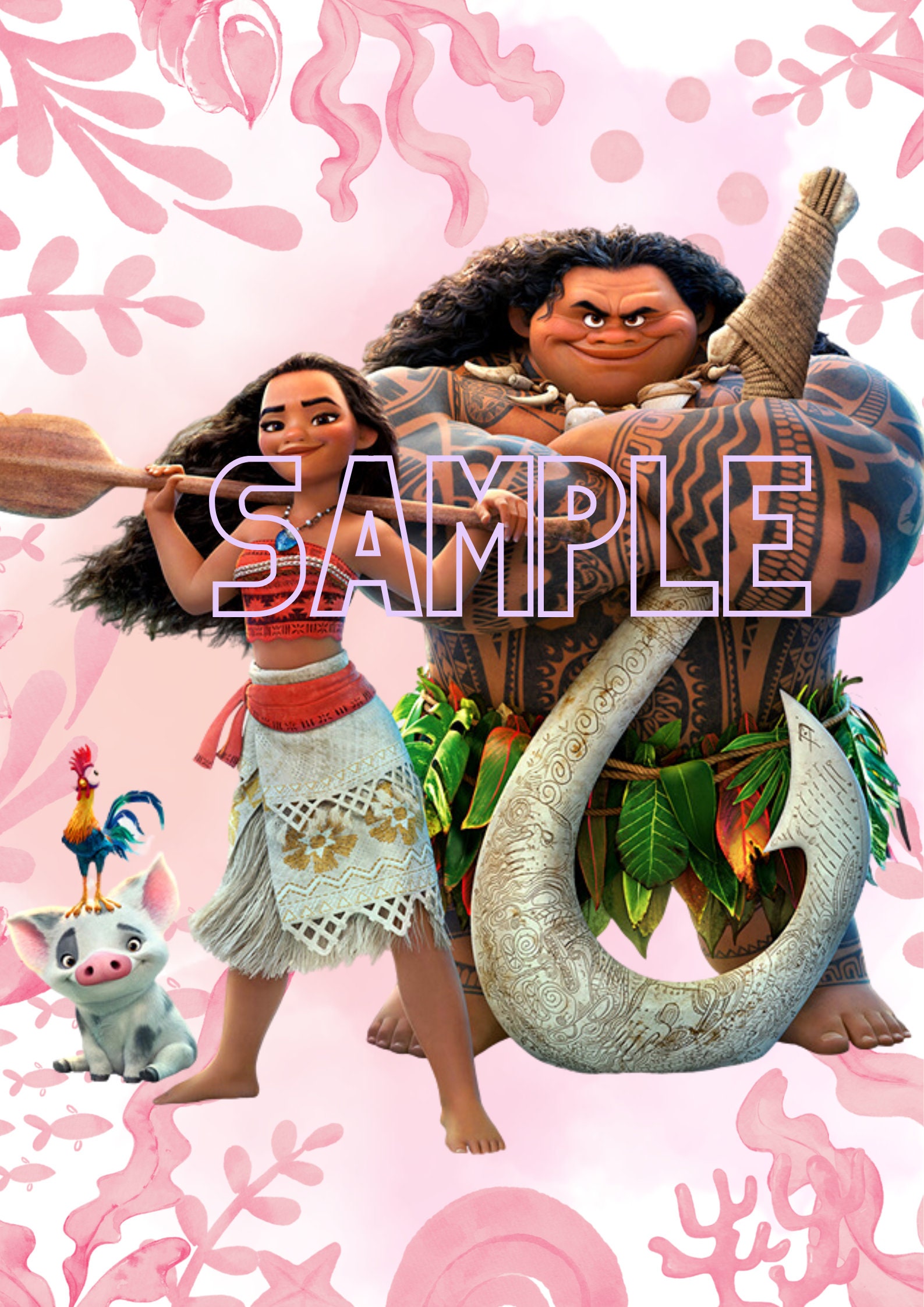 Moana Maui Hei Hei and Pua Wall Print - Etsy