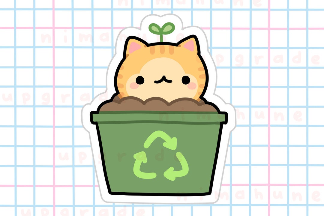 Recycle Cat Vinyl Sticker - Matte Vinyl - Cute Cat Sticker - Etsy
