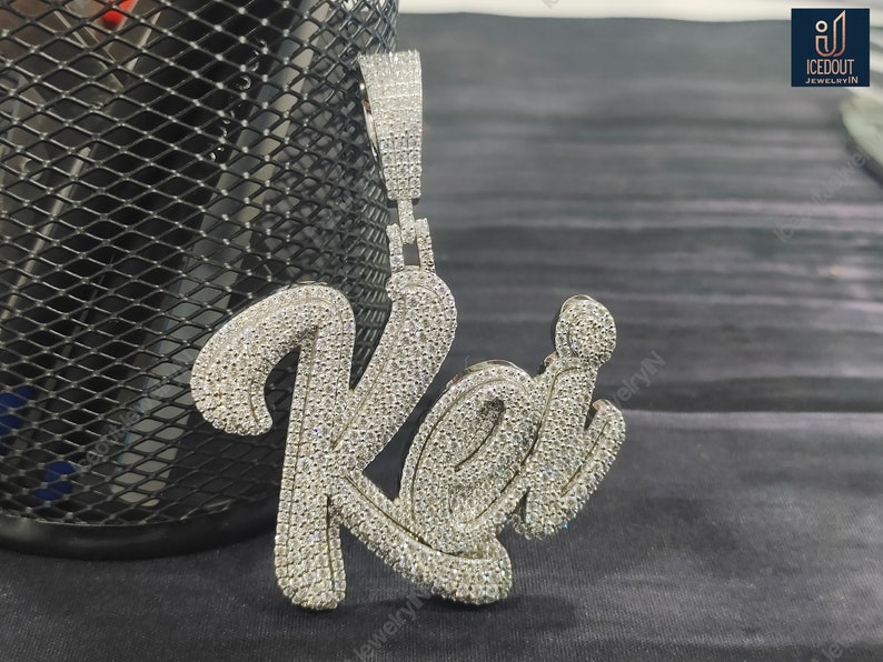 VVS Moissanite Pendant With Custom Bail, VVS Moissanite Custom Letter ...