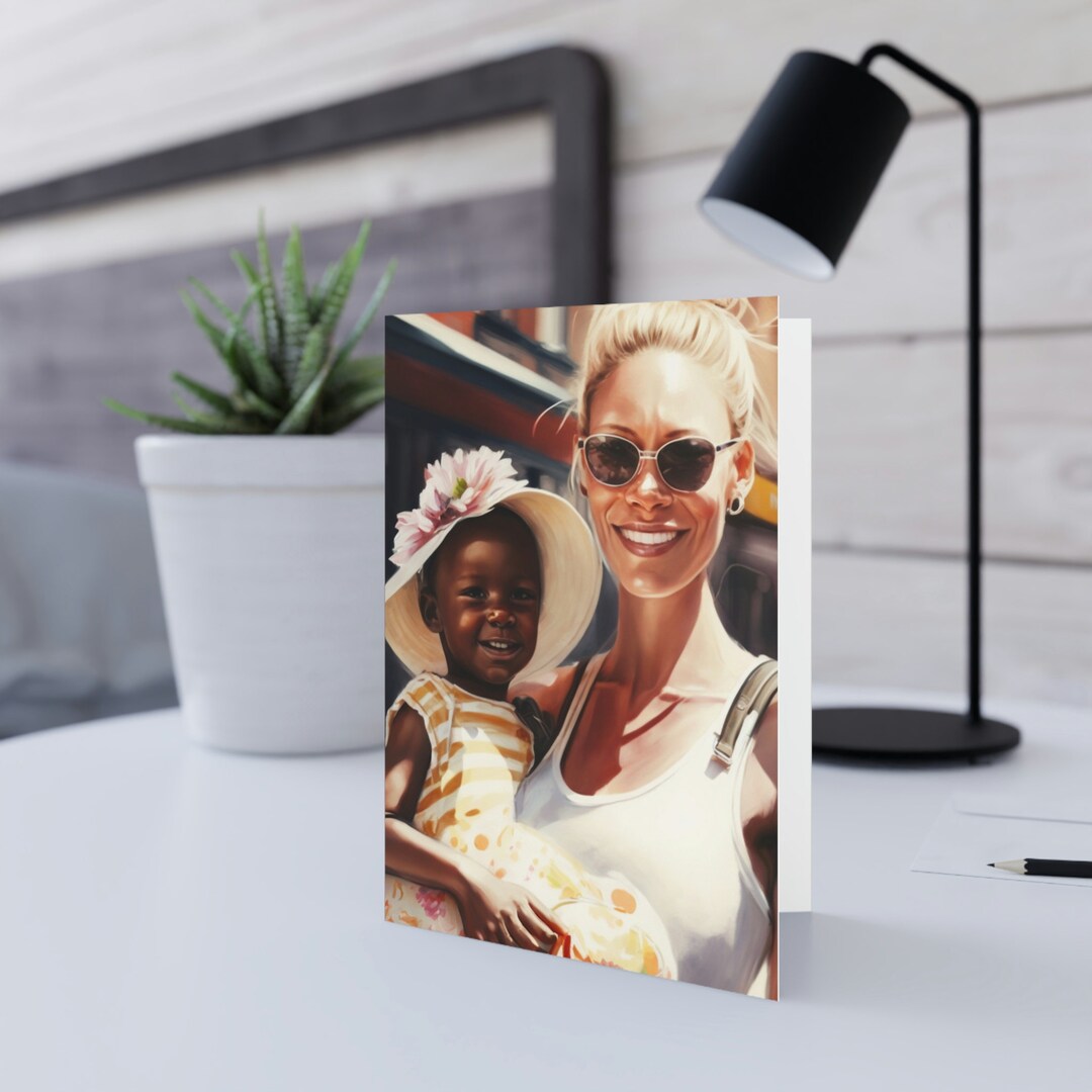 Interracial Adoption, Bi-racial Greeting Card, Interracial Family ...