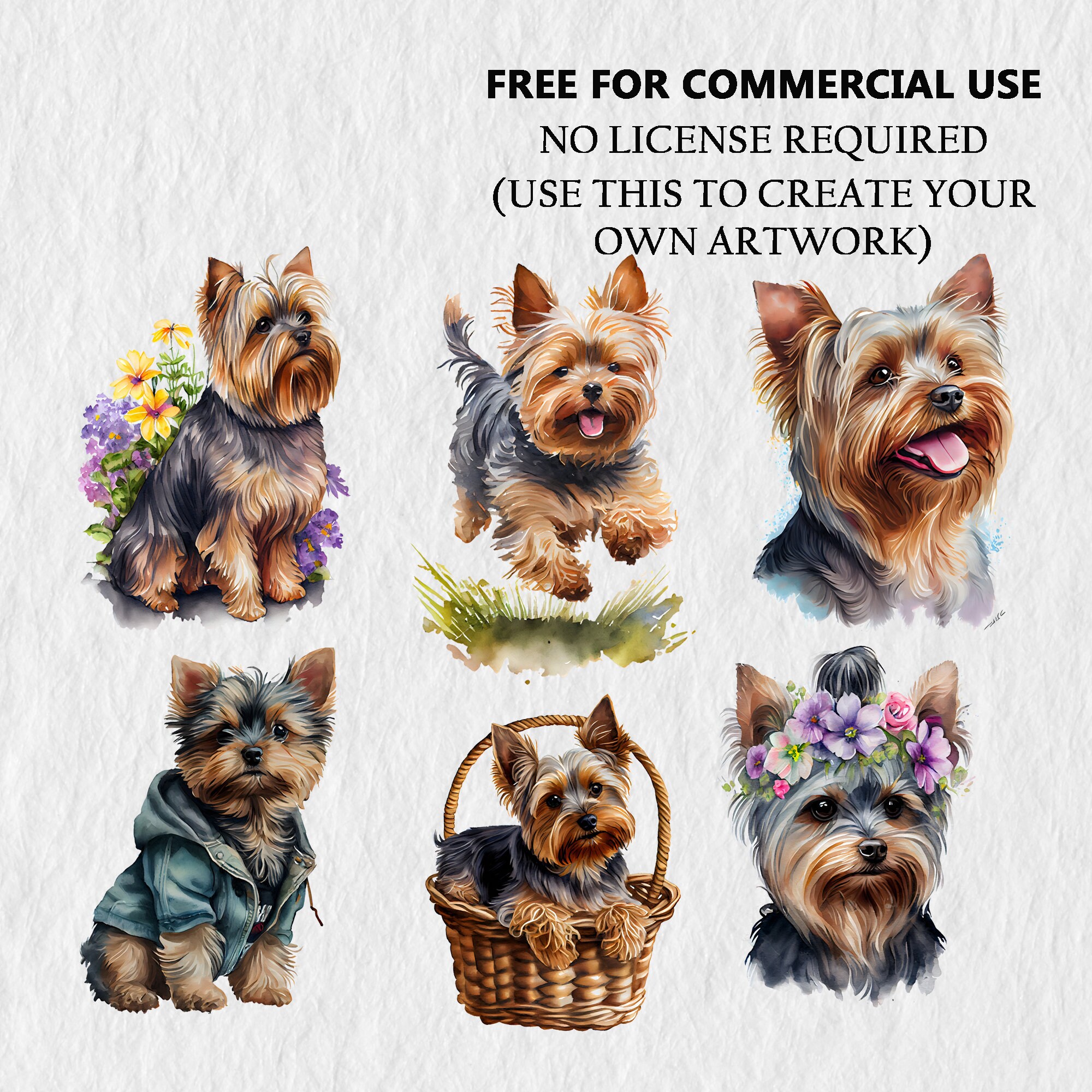 Yorkshire Terrier Watercolor Clipart Design Element - Etsy