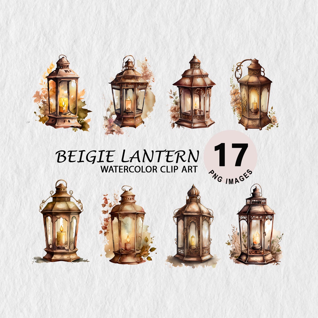 Beige Lantern Watercolor Downloadable Illustration Transparent PNG ...