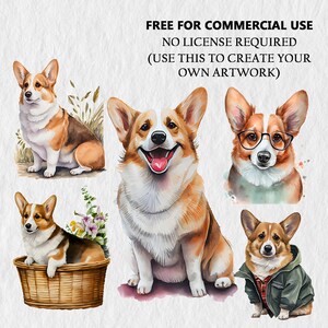 Corgi Cute Dog Clipart PNG Dog Portrait Watercolor Dog Breed Puppy Clip ...
