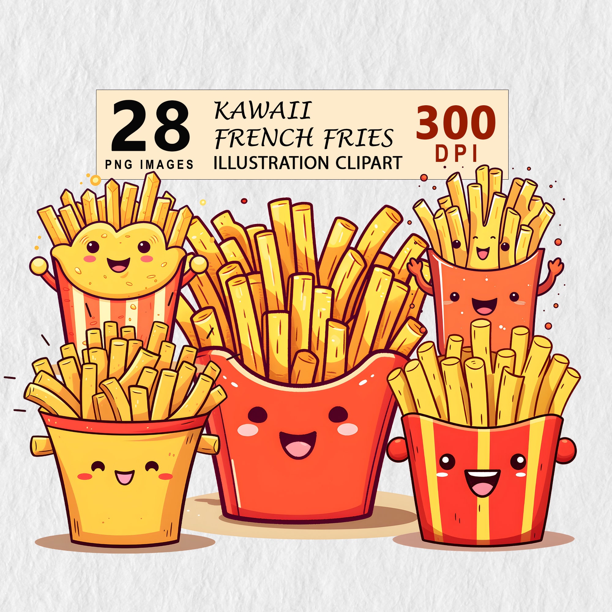 Kawaii French Fries Watercolor Clipart PNG Digital Download - Etsy