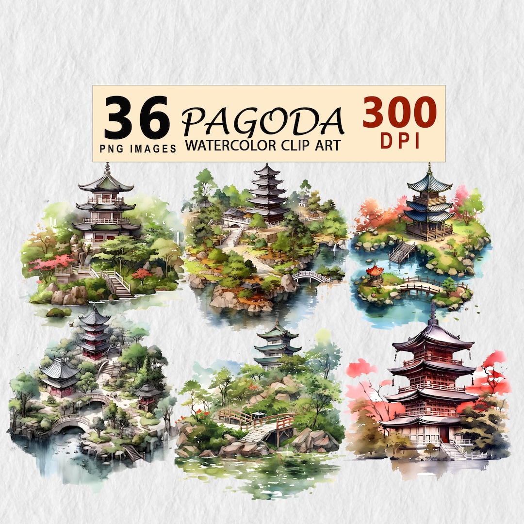 Pagoda Watercolor Clipart Digital Art Transparent PNG Download Clip Art ...