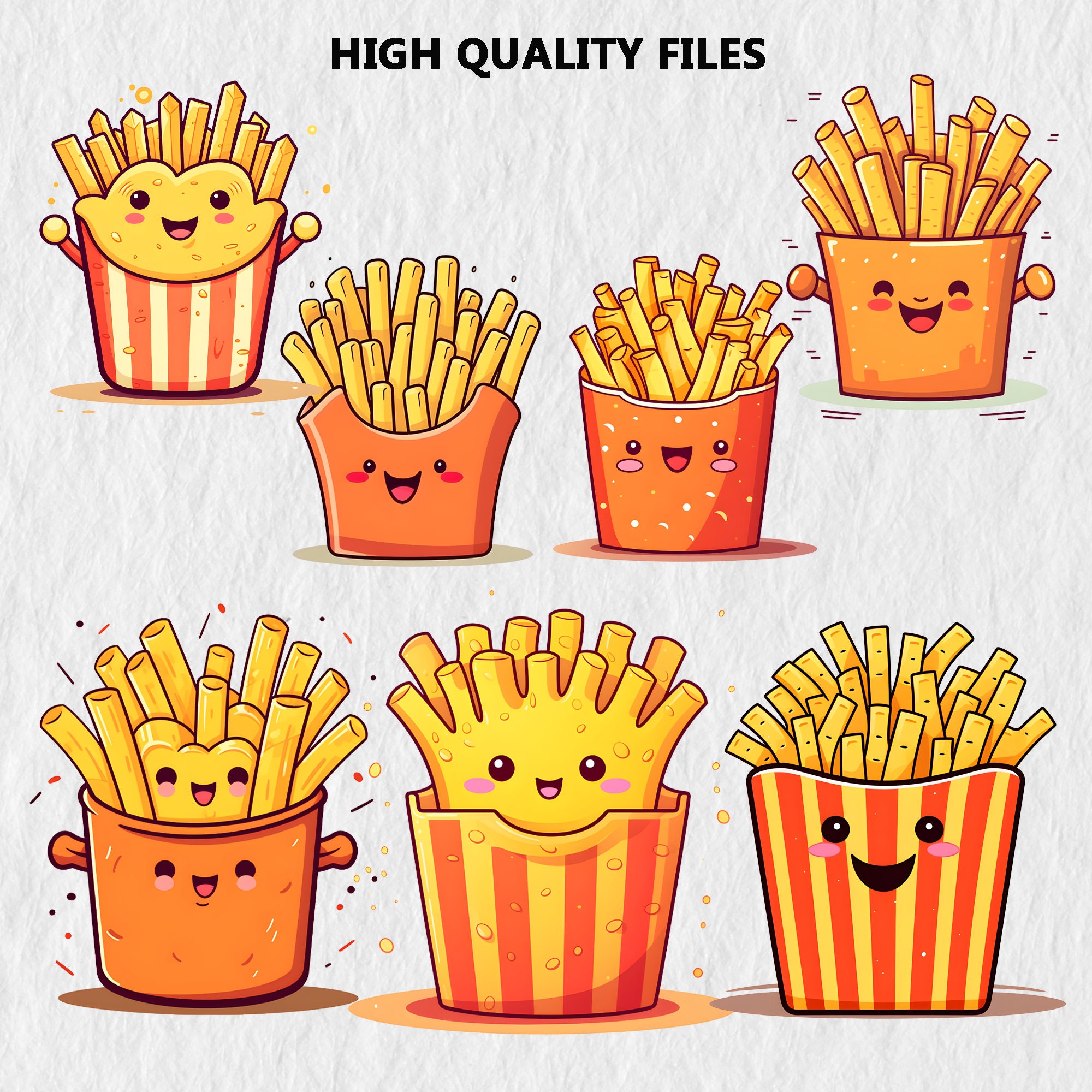 Kawaii French Fries Watercolor Clipart PNG Digital Download - Etsy