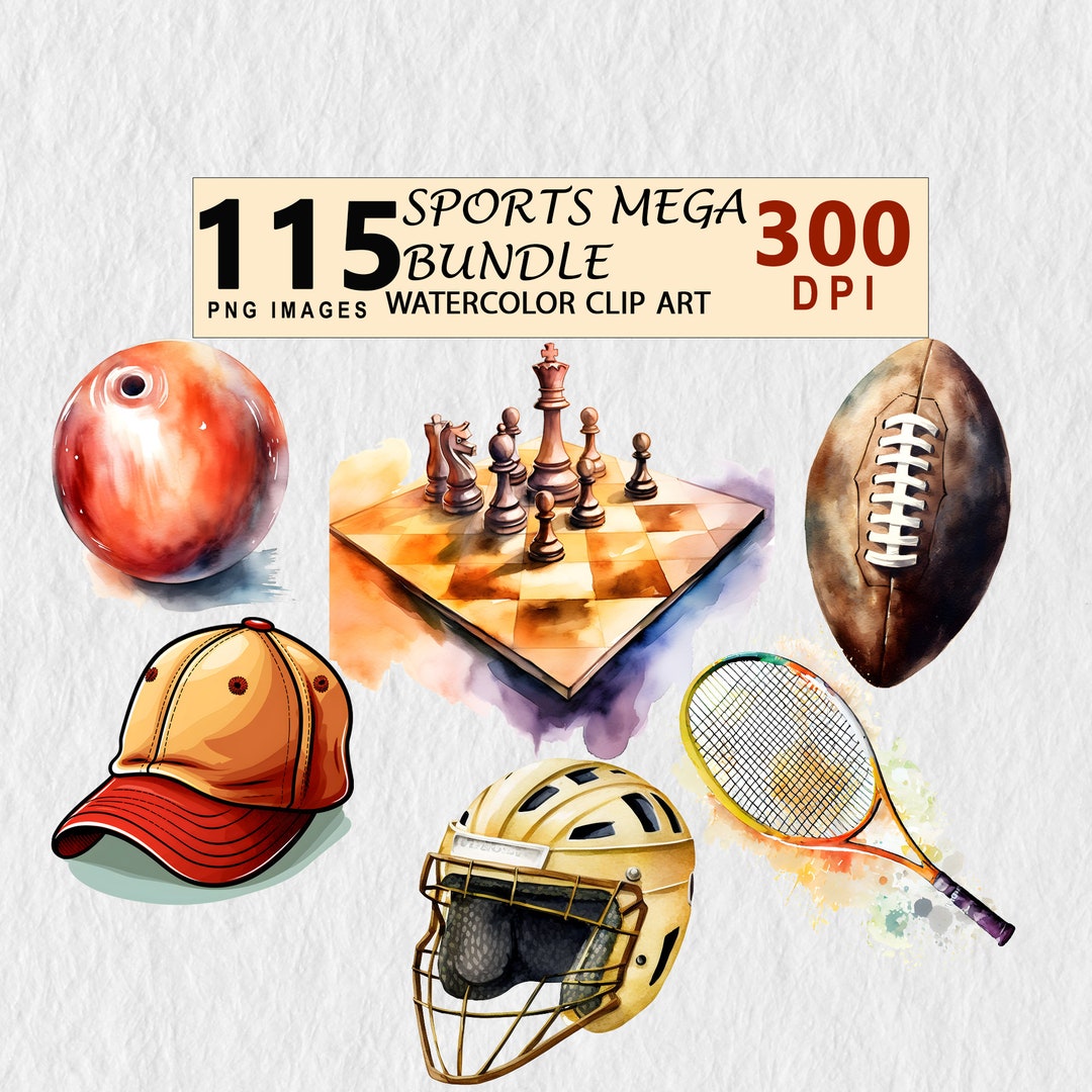 Sports Mega Bundle Watercolor Clipart Digital Art Transparent PNG ...
