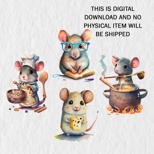 Kawaii Cute Mouse Animal Clipart Watercolor Transparent PNG Bundle ...
