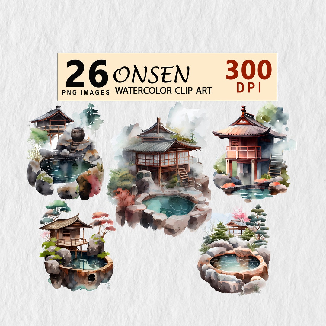 Onsen Clipart Watercolor Downloadable Illustration Transparent PNG ...