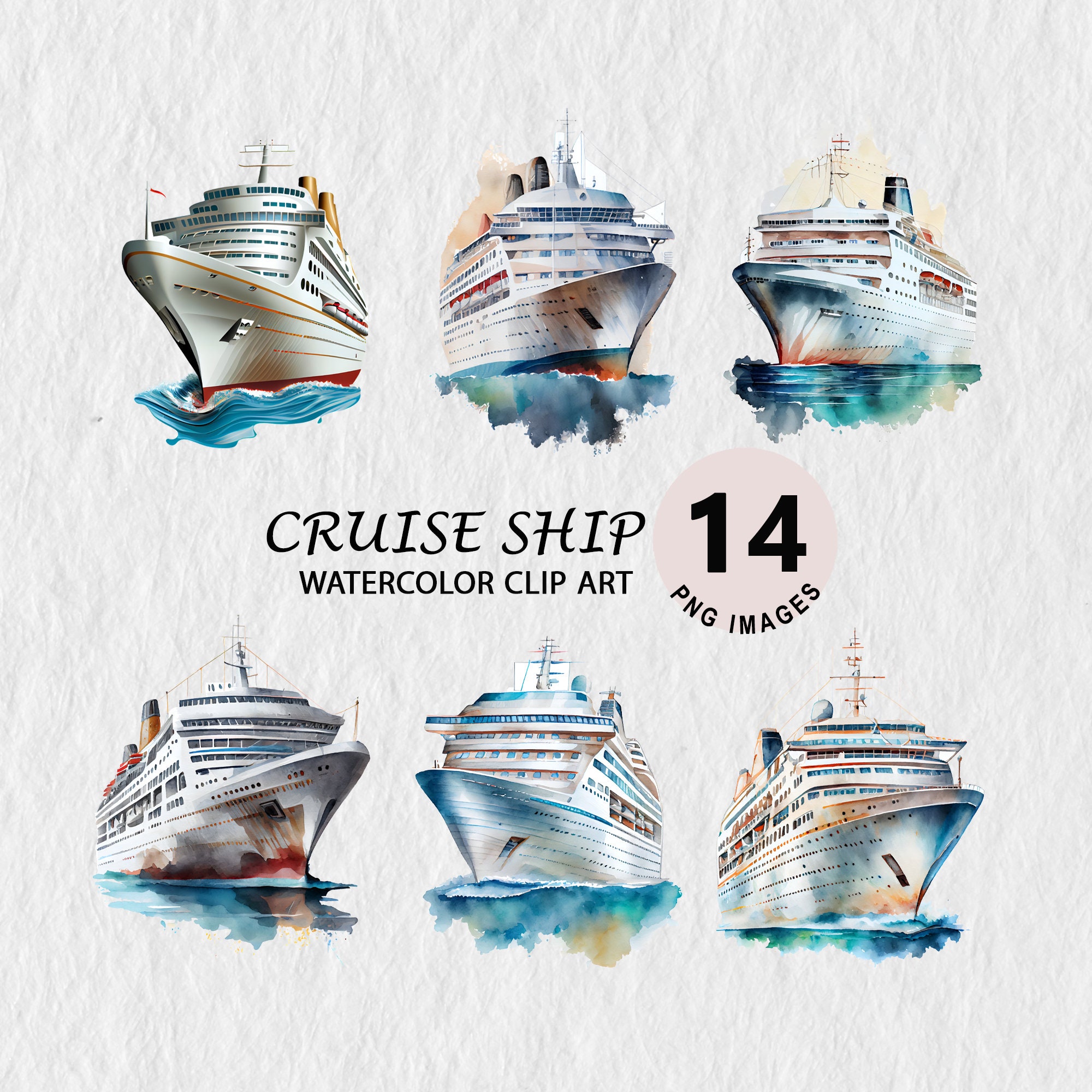 Cruise Ship Watercolor Downloadable Illustration Transparent - Etsy