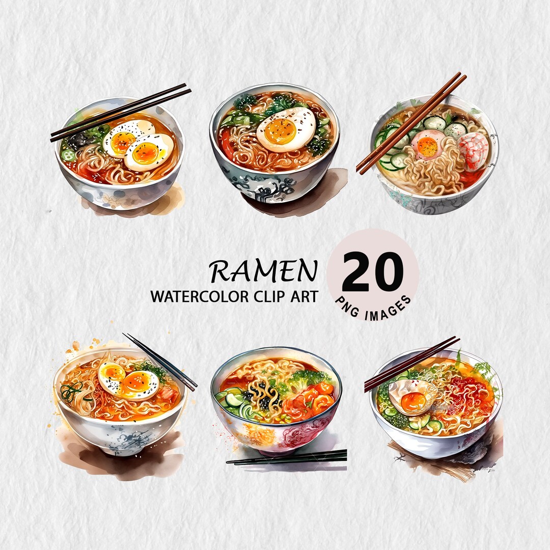 Ramen Bowl Clipart Element Vector Watercolor Illustration Transparent ...