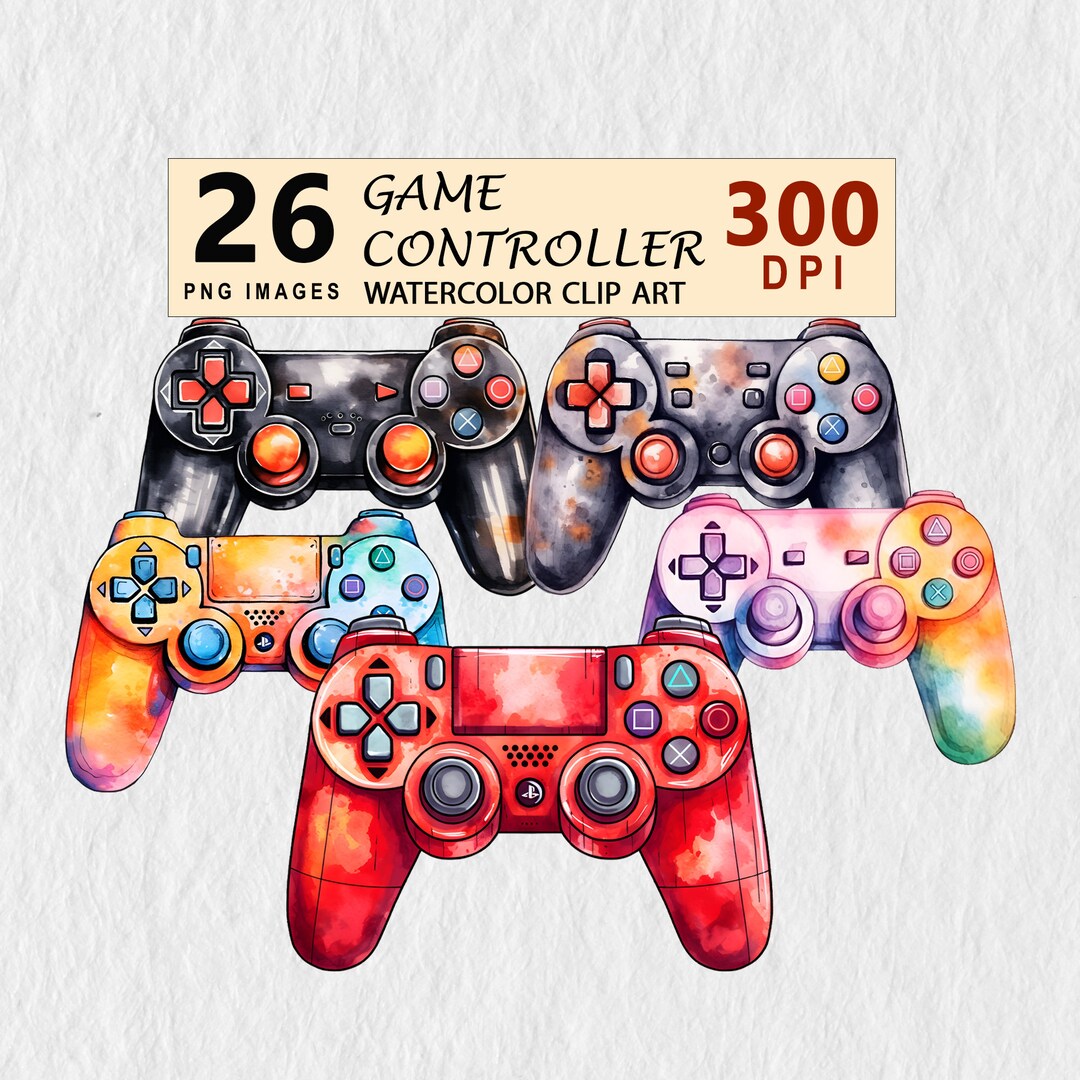 Game Controller Watercolor Clipart Digital Art Transparent PNG Download ...