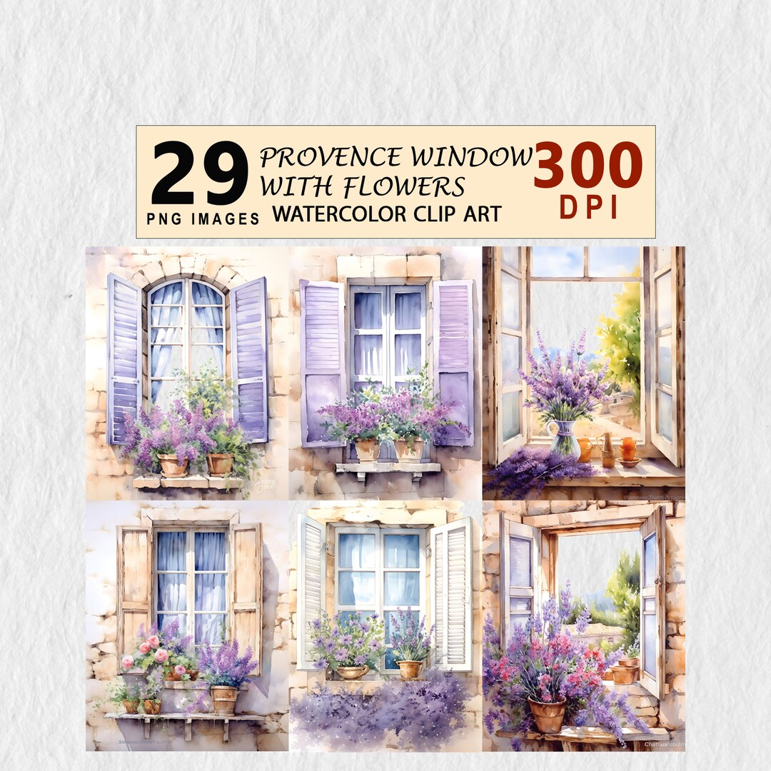 Provence Window With Flowers Watercolor Clipart Transparent PNG ...