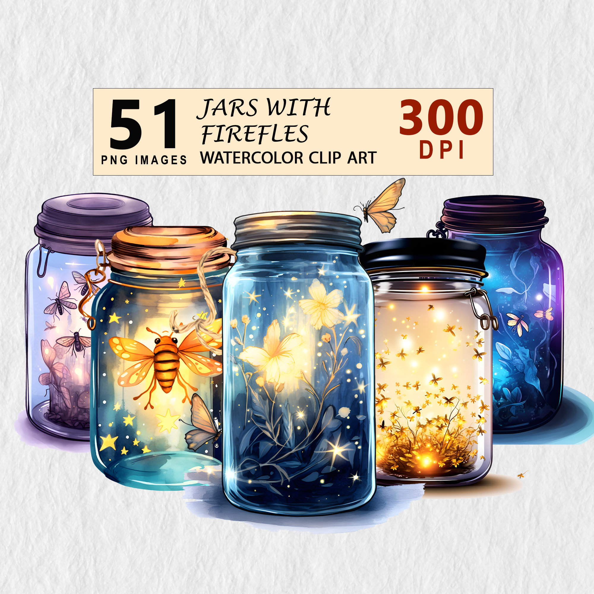 Fireflies In Jar Clipart