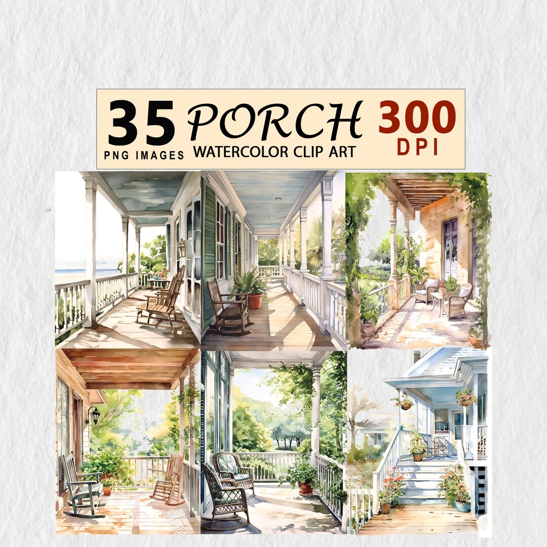 House Porch Watercolor Clipart Digital Art Transparent PNG Download ...