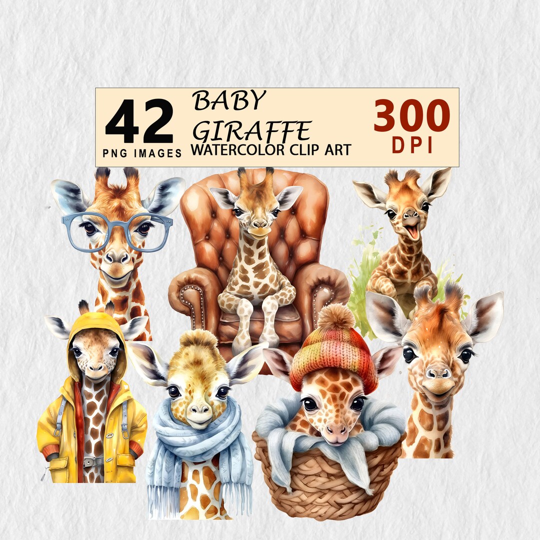 Baby Giraffe Watercolor Clipart Digital Art Transparent PNG Download ...
