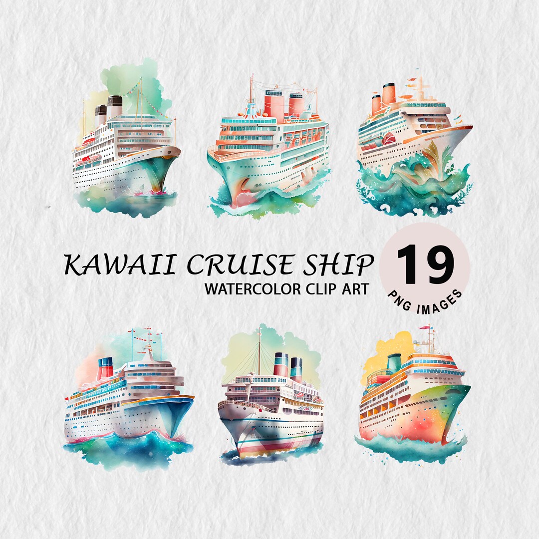 Cute Cruise Ship Watercolor Clipart Element Illustration Transparent ...