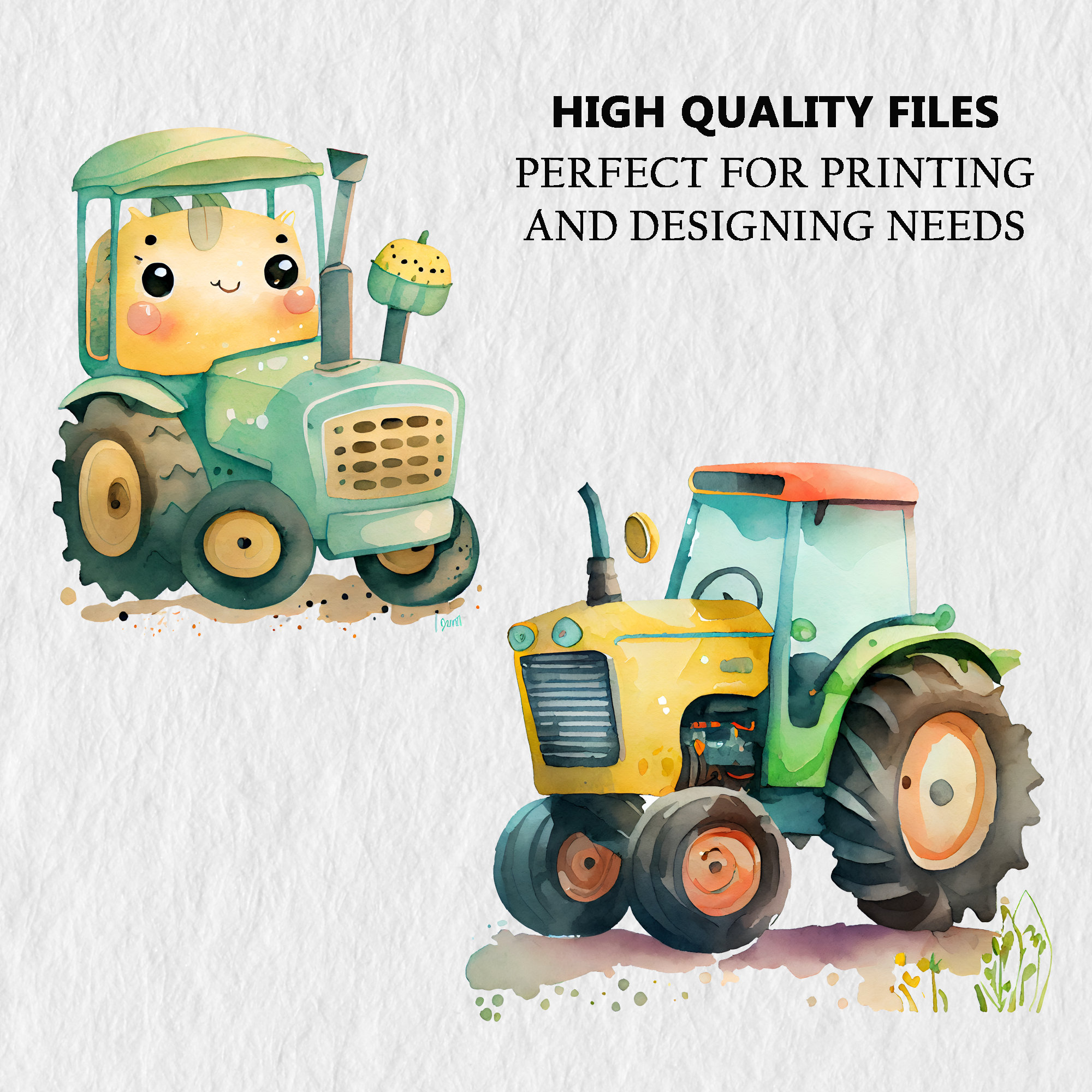 Kawaii Cute Farm Tractor Watercolor Clipart Clip Art Clipart - Etsy