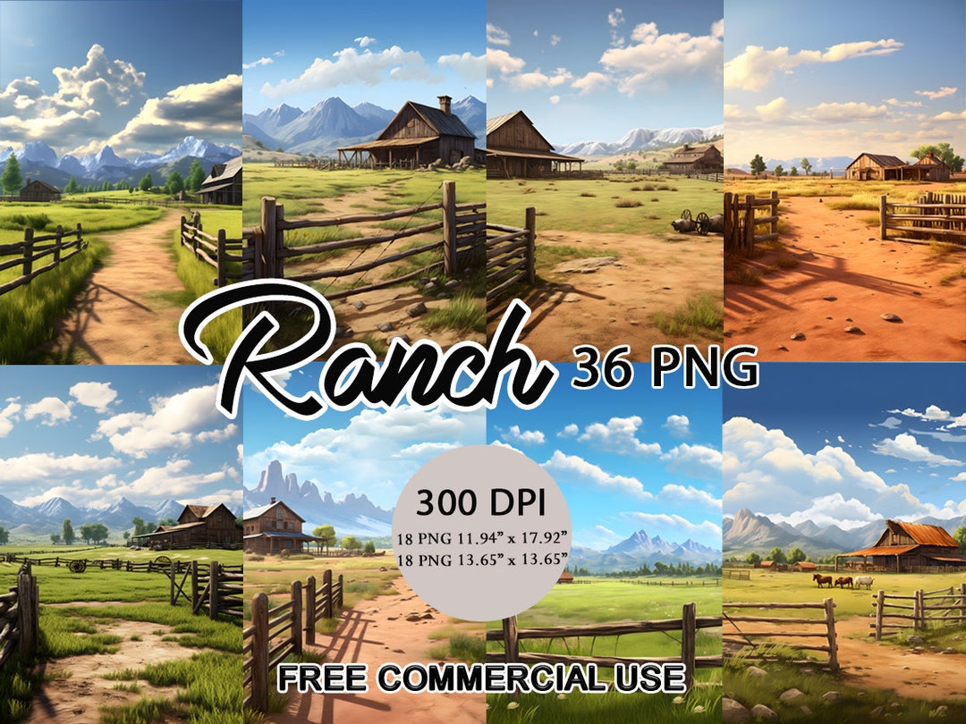 Ranch Watercolor Clipart PNG Digital Download Planner Wall ART ...