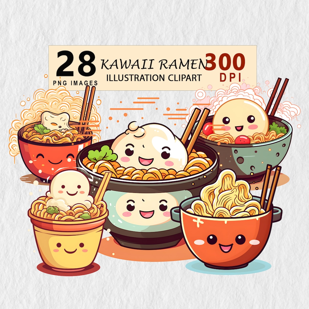 Kawaii Cute Ramen Watercolor Clipart Digital Art Transparent PNG ...