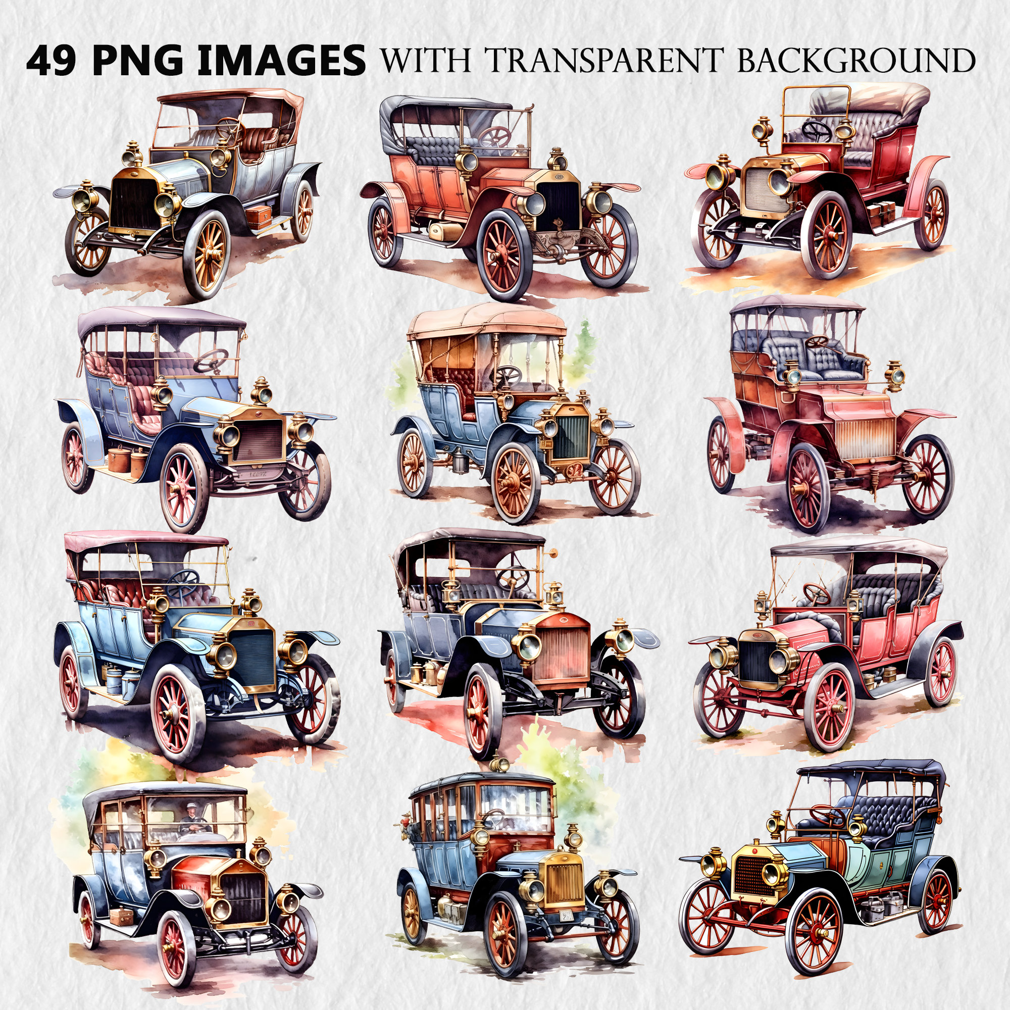 Victorian Car Watercolor Clipart PNG Nursery Art Scrapbooking - Etsy