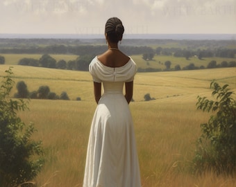 Black Woman in a Red Skirt Looking Over the Horizon | Digital Oil ...