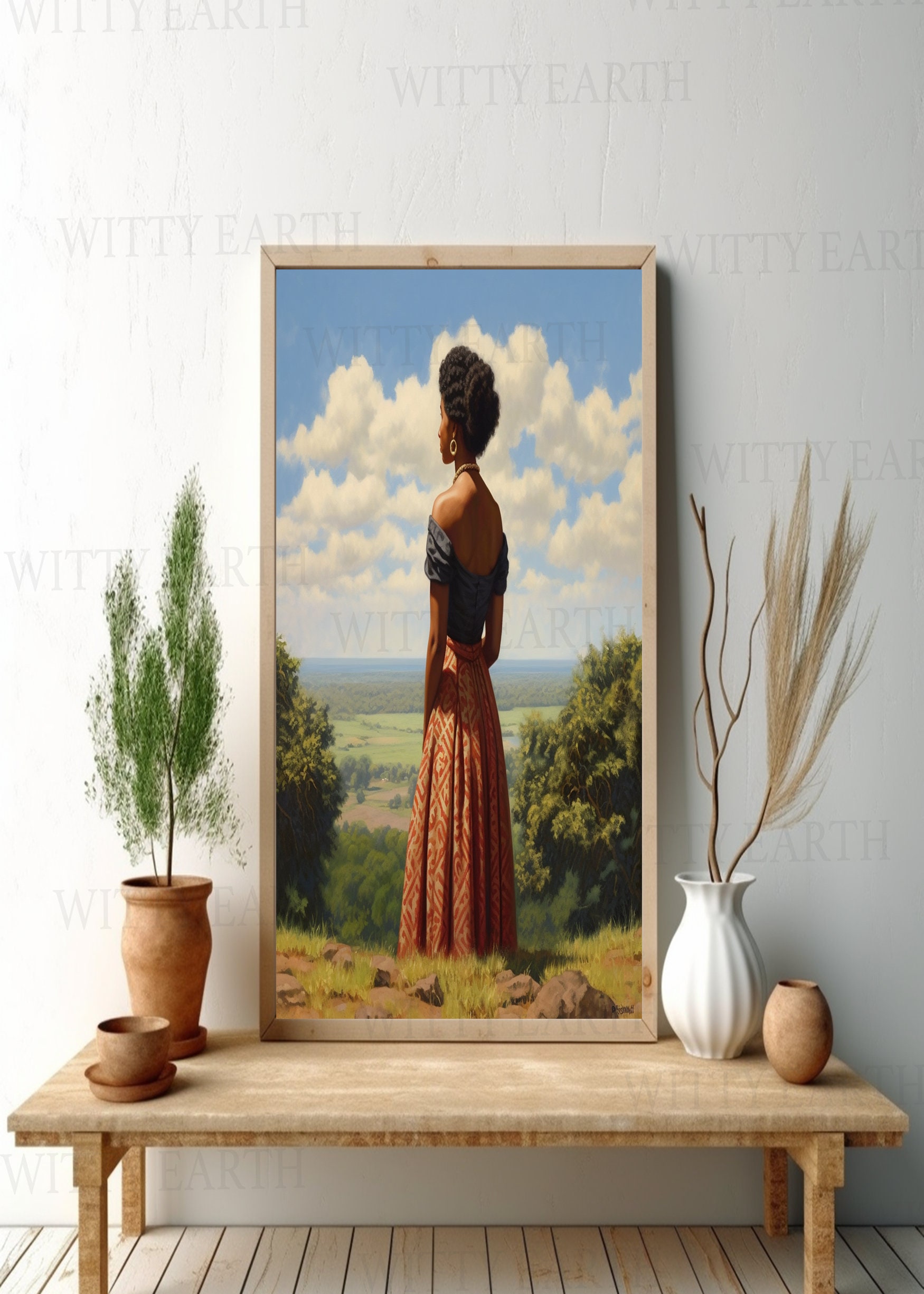 Black Woman Looking Over the Horizon | Serene | Digital Oil Painting ...